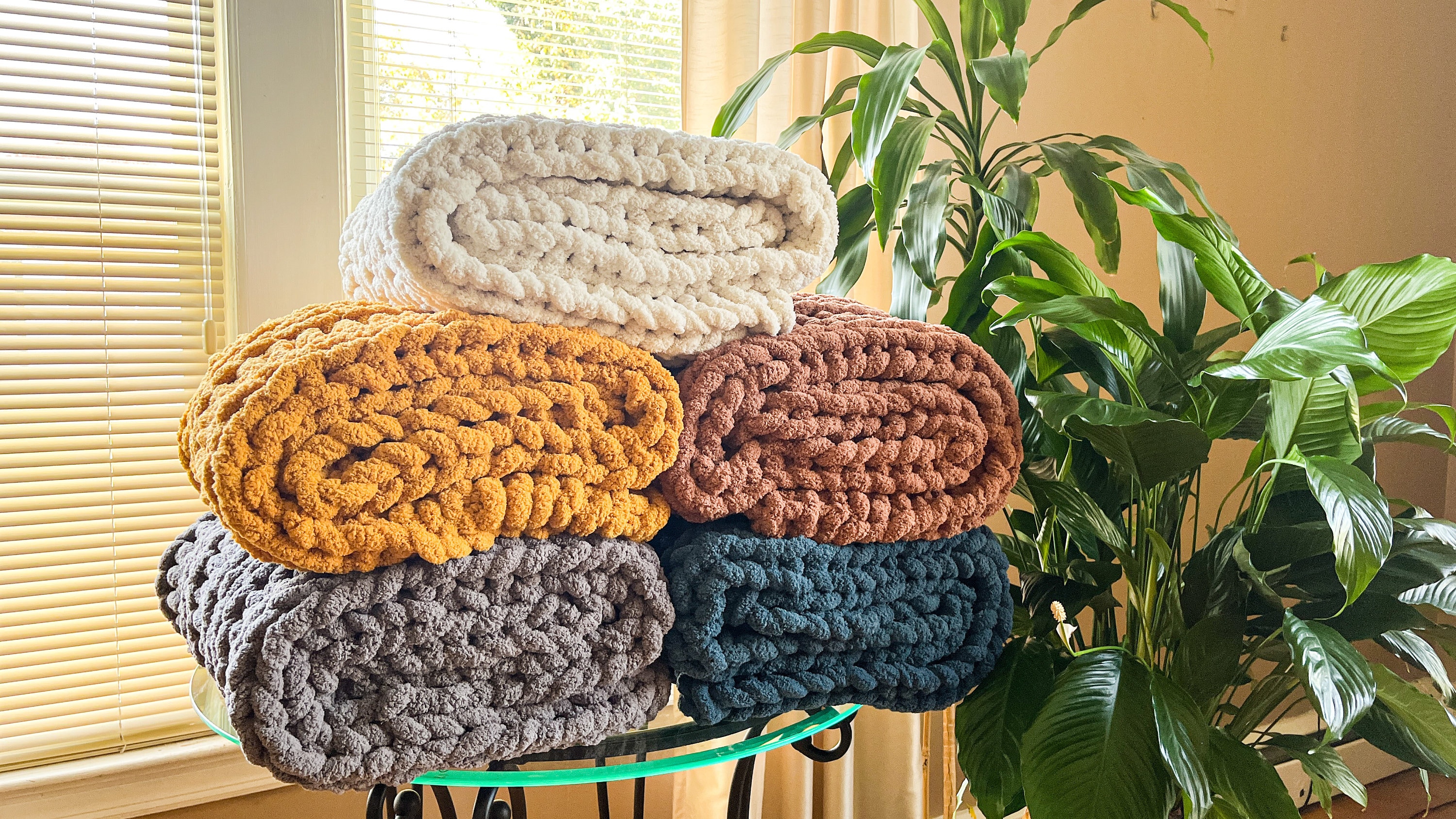 Handknit Blanket Chunky Knit Blanket Chenille Throw Fall Blanket Winter ...