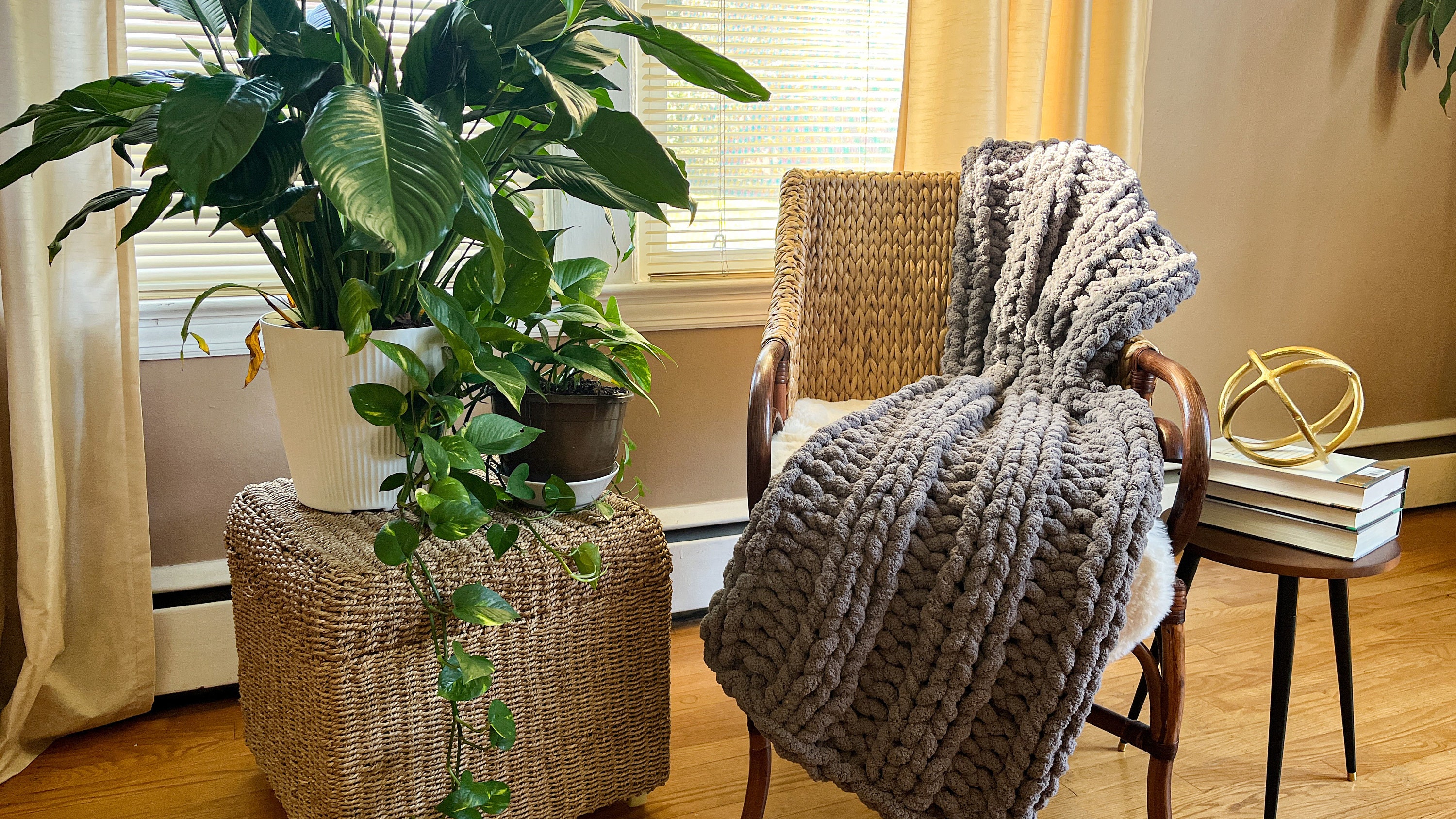 Handknit Blanket Chunky Knit Blanket Chenille Throw Fall Blanket Winter ...