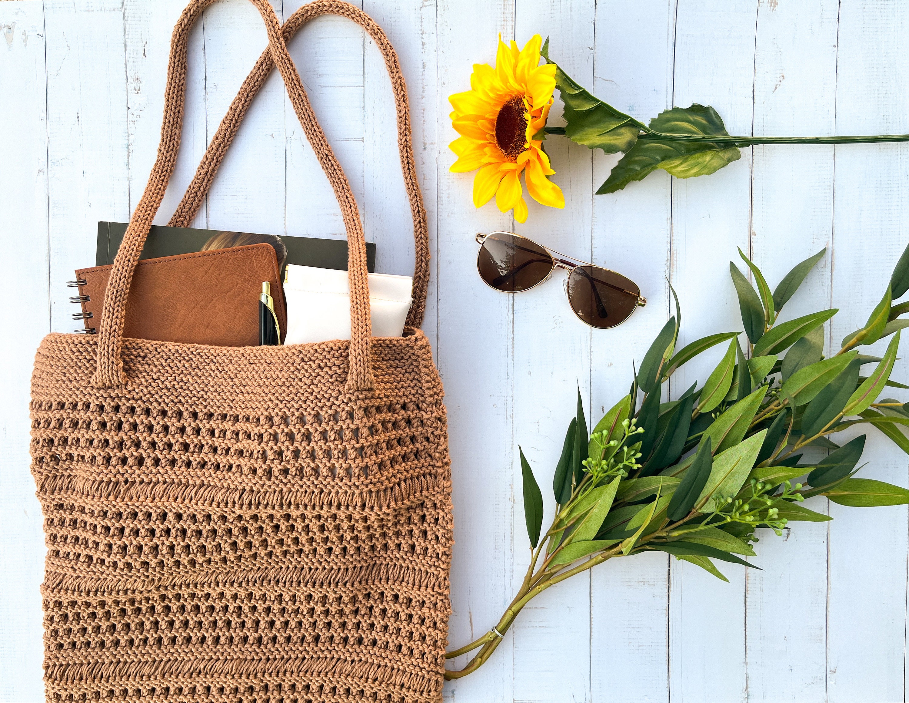 Market Bag | Knitted Cotton Handbag | Shoulder Bag | Handmade Bag ...