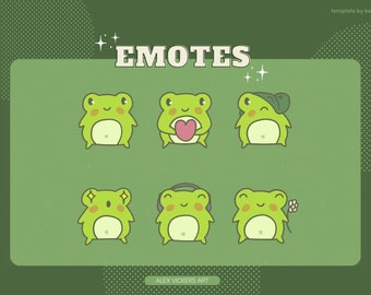 Frog Emotes twitch and Discord Cute Frog Chibi Emotes Cartoon - Etsy