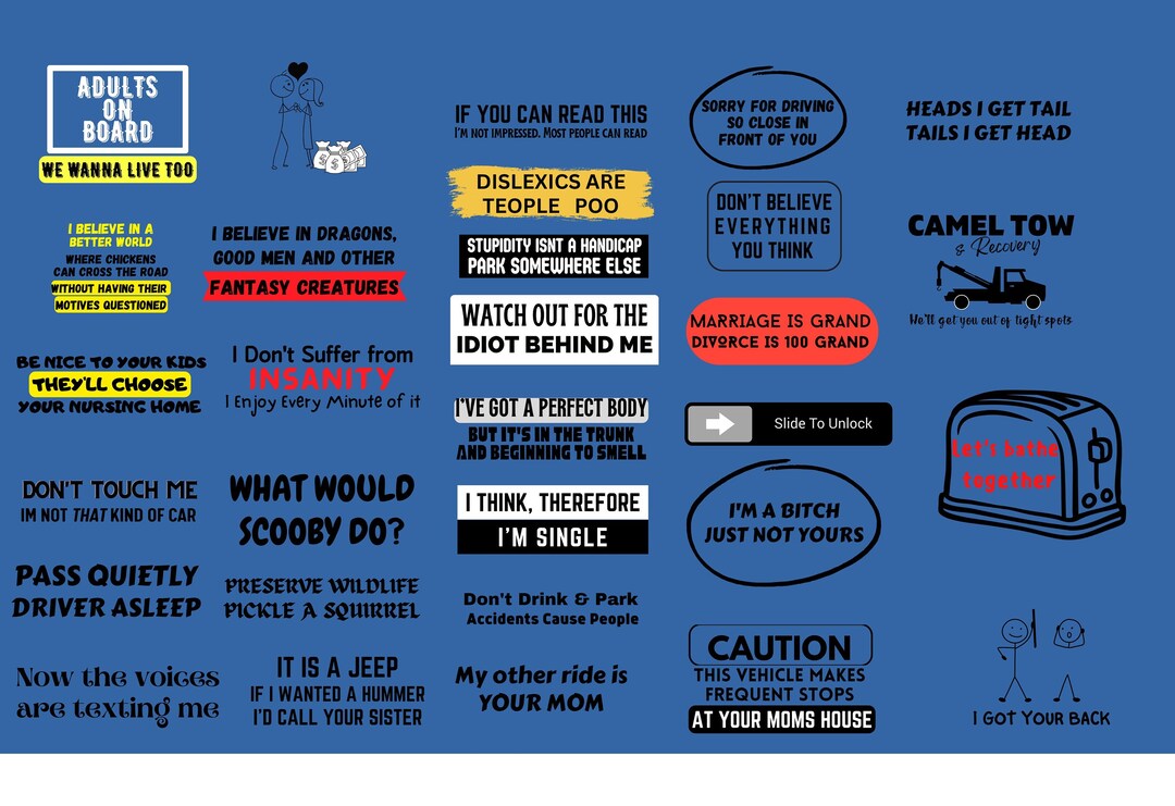 30 Bumper Sticker Decal SVG Bundle - Etsy