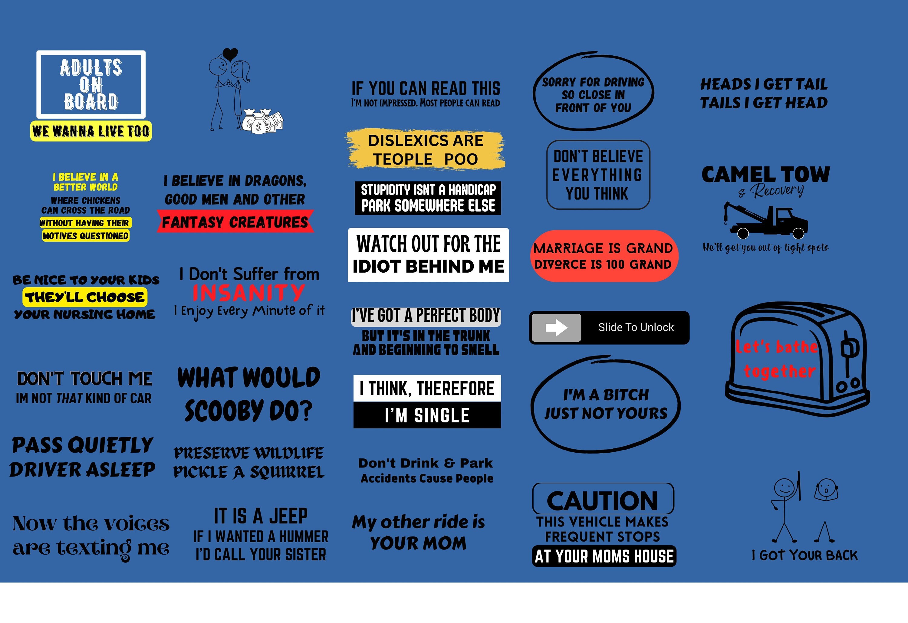 30 Bumper Sticker Decal SVG Bundle - Etsy