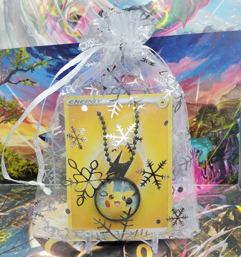 Pikachu Pokemon Necklace Upcycled Pokemon Card Pendant Black Pendant W ...