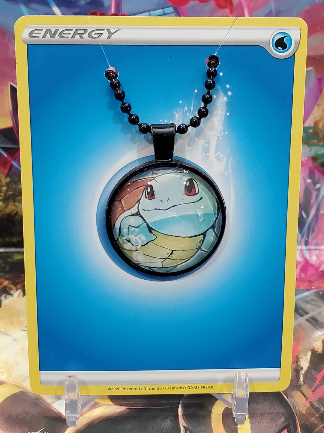 Squirtle Pokemon Necklace Upcycled Pokemon Card Pendant Black Pendant W ...