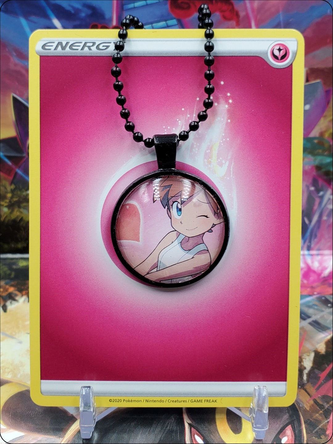 Misty Pokemon Necklace Upcycled Pokemon Card Pendant Black Pendant W ...