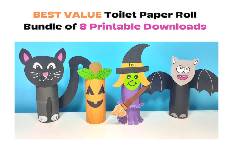 Halloween Bundle Toilet Paper Roll Crafts | Witch Bat Pumpkin Black Cat ...