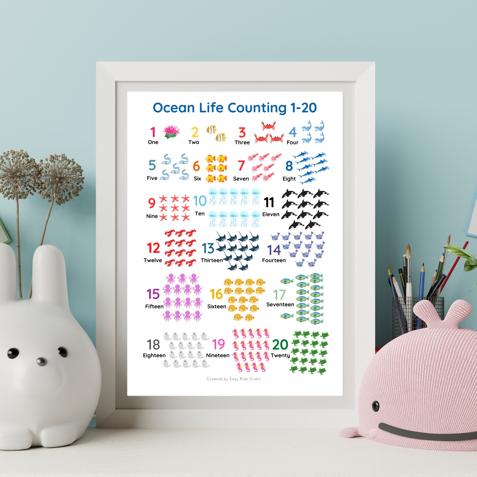 Ocean Life Number Counting Poster Educational Posters Homeschool ...