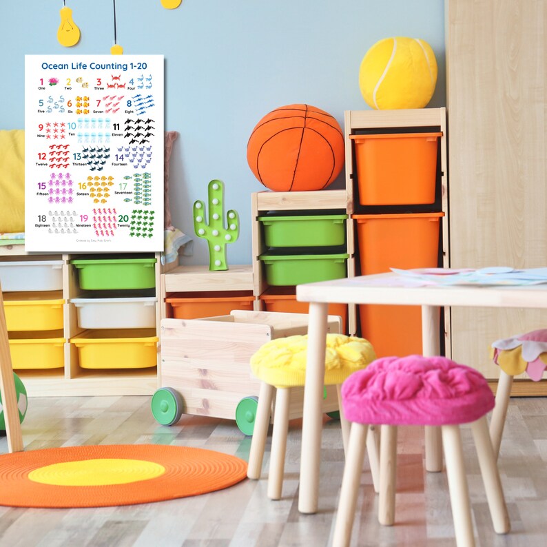 Ocean Life Number Counting Poster Educational Posters Homeschool ...