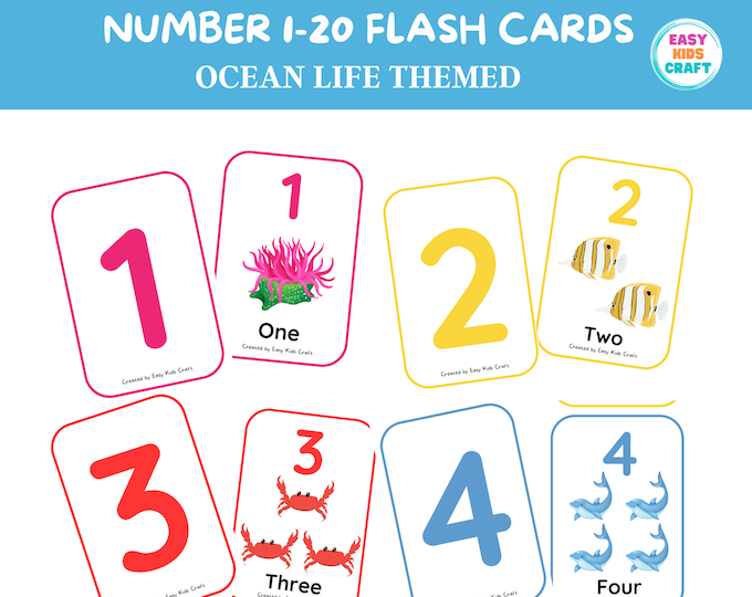 Ocean Number 1-10 Flashcards,sea Animals Number Cards,sea Animals ...
