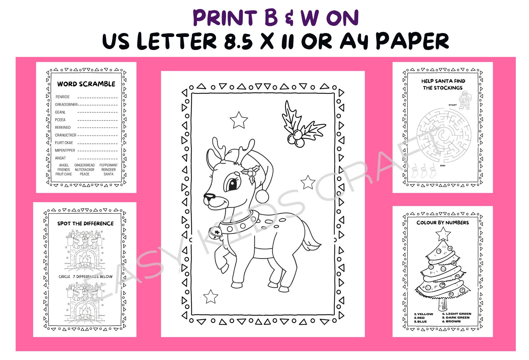 20 Christmas Activity Printables Pk 2, Christmas Party Games, Christmas ...