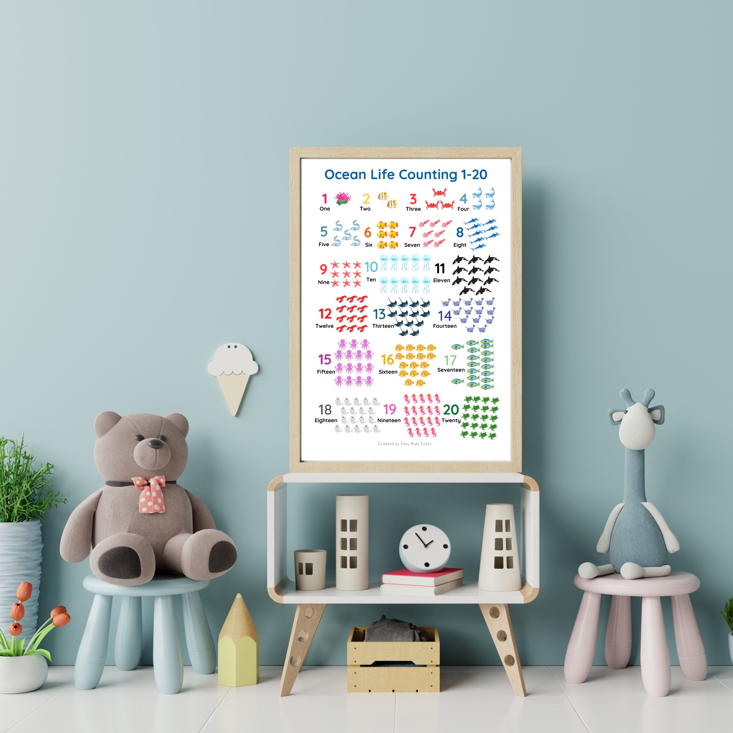 Ocean Life Number Counting Poster Educational Posters - Etsy