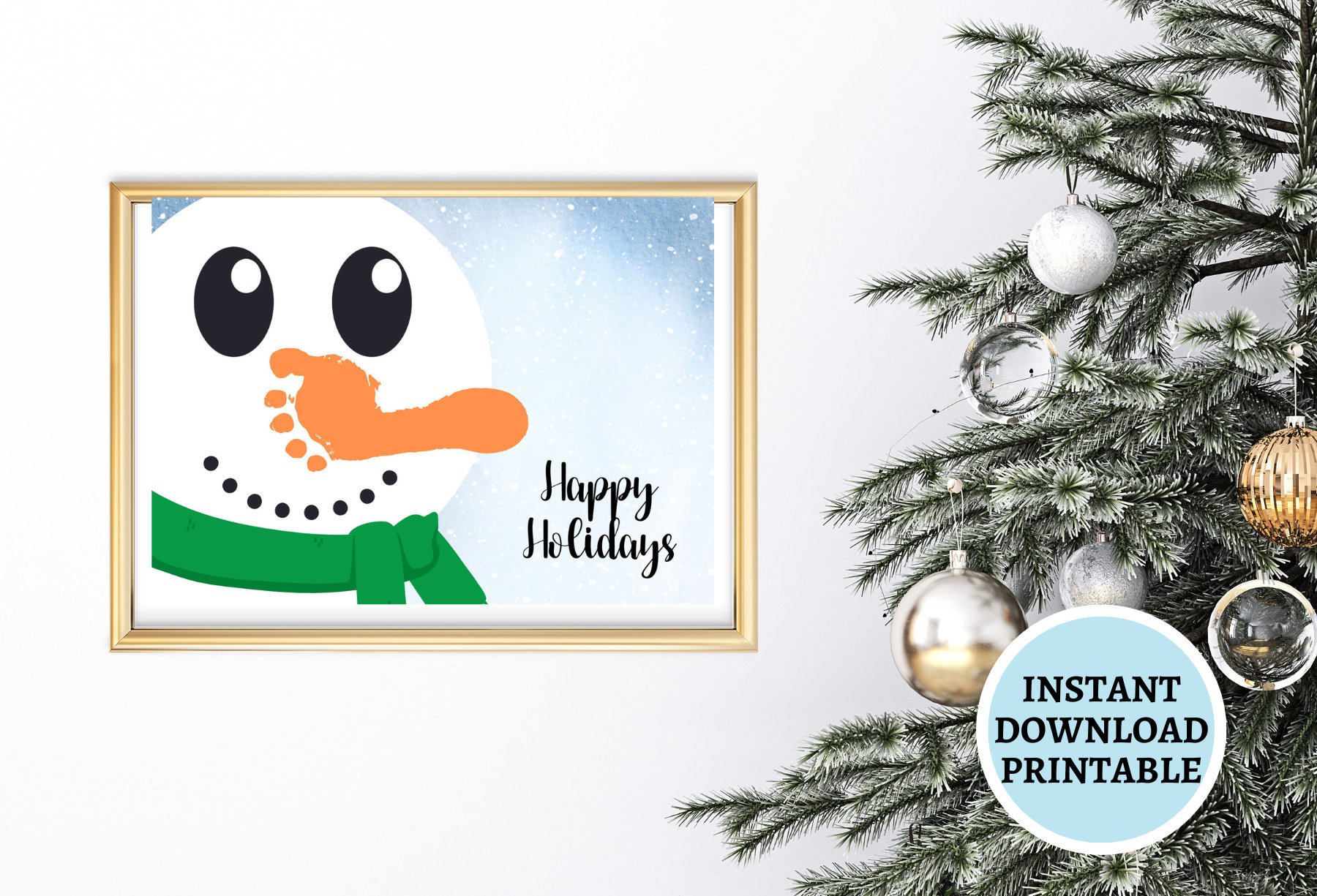 Snowman Footprint Art Happy Holidays Craft | Happy Holidays Keepsake ...