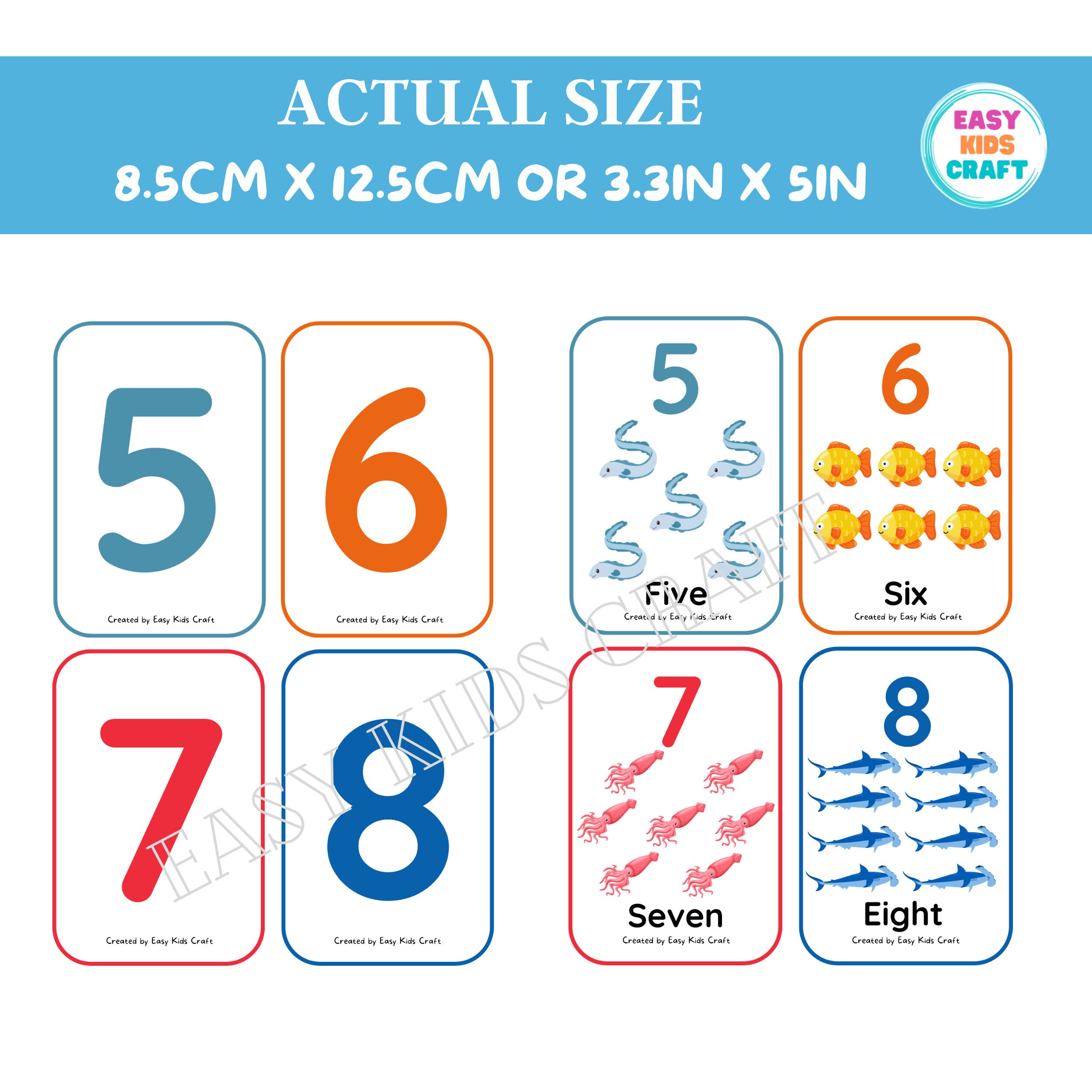 Number 1-20 Ocean Life Flash Cards for Toddlers, Preschool Learning ...