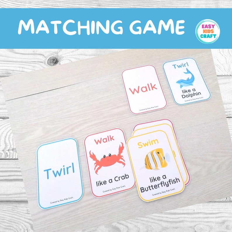 Gross Motor Skills Ocean Life Flash Cards for Preschool, Toddlers ...