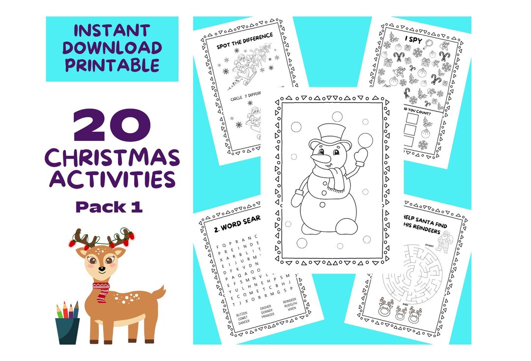 20 Christmas Printable Activities Pk 1, Christmas Party Games ...