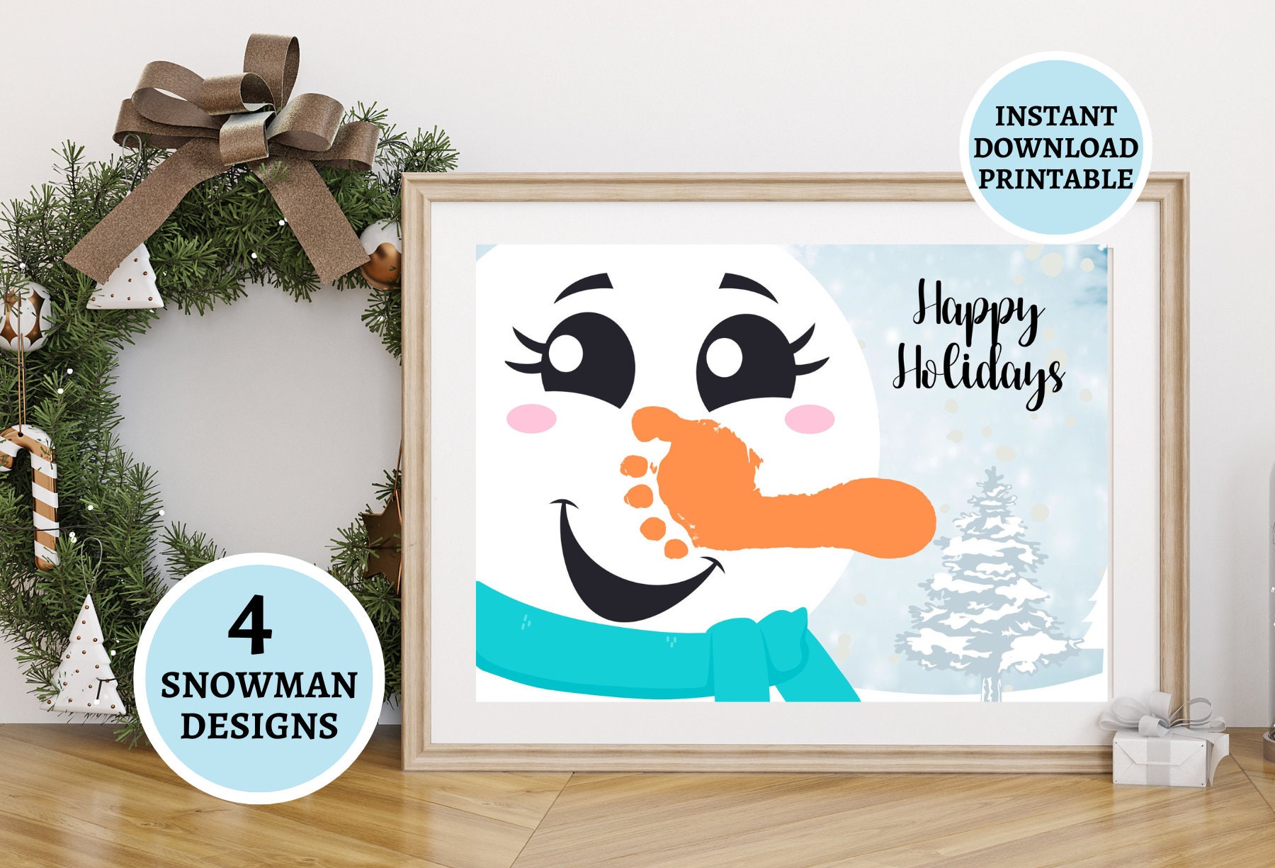 Snowman Footprint Art Happy Holidays Craft | Happy Holidays Keepsake ...