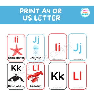 Alphabet Ocean Life Flash Cards for Toddlers, Preschool Learning Cards ...