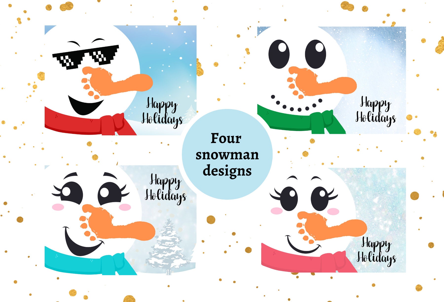Snowman Footprint Art Happy Holidays Craft | Happy Holidays Keepsake ...