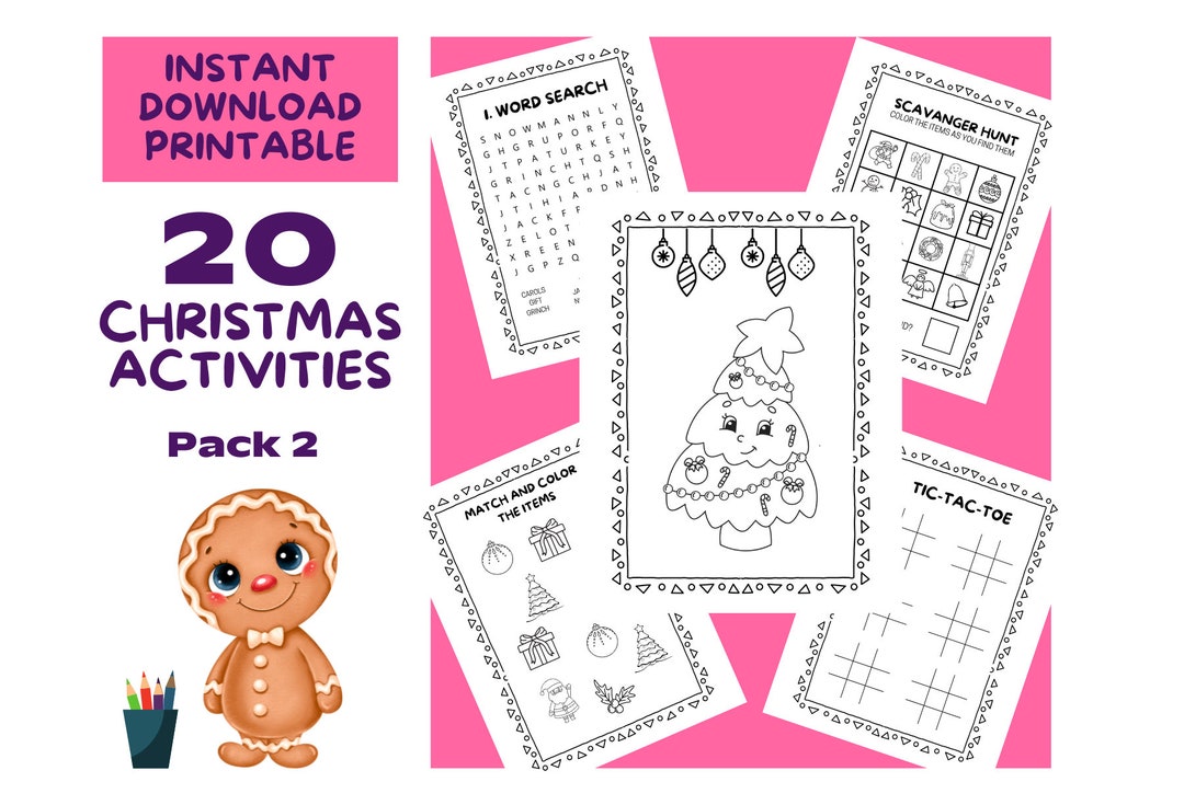 20 Christmas Activity Printables Pk 2, Christmas Party Games, Christmas ...