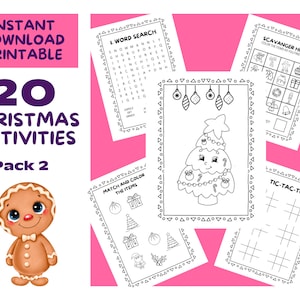 20 Christmas Activity Printables Pk 2, Christmas Party Games, Christmas ...