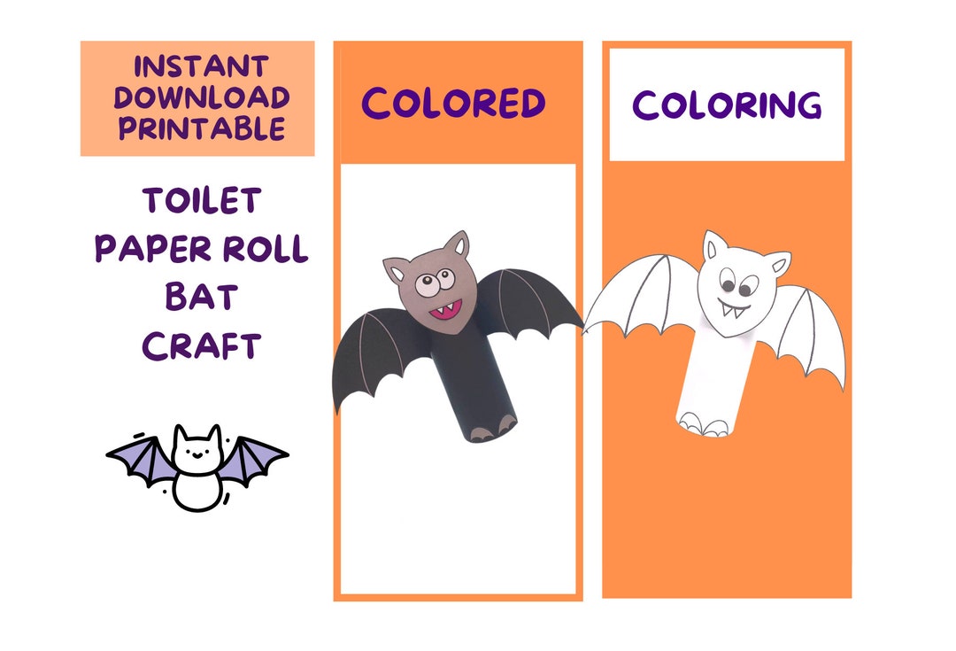 Halloween Toilet Paper Roll Bat Craft | Halloween Printable | Halloween ...