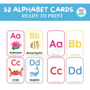 Alphabet Ocean Life Flash Cards for Toddlers, Preschool Learning Cards ...