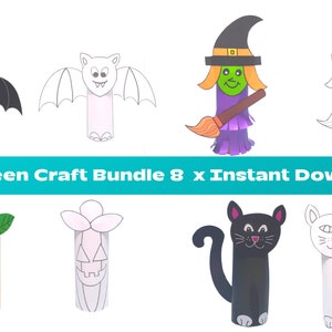 Halloween Bundle Toilet Paper Roll Crafts | Witch Bat Pumpkin Black Cat ...