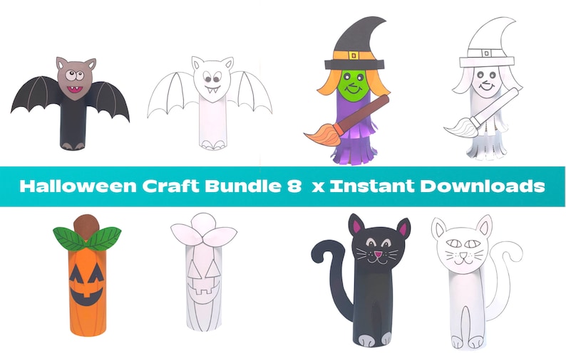 Halloween Bundle Toilet Paper Roll Crafts | Witch Bat Pumpkin Black Cat ...