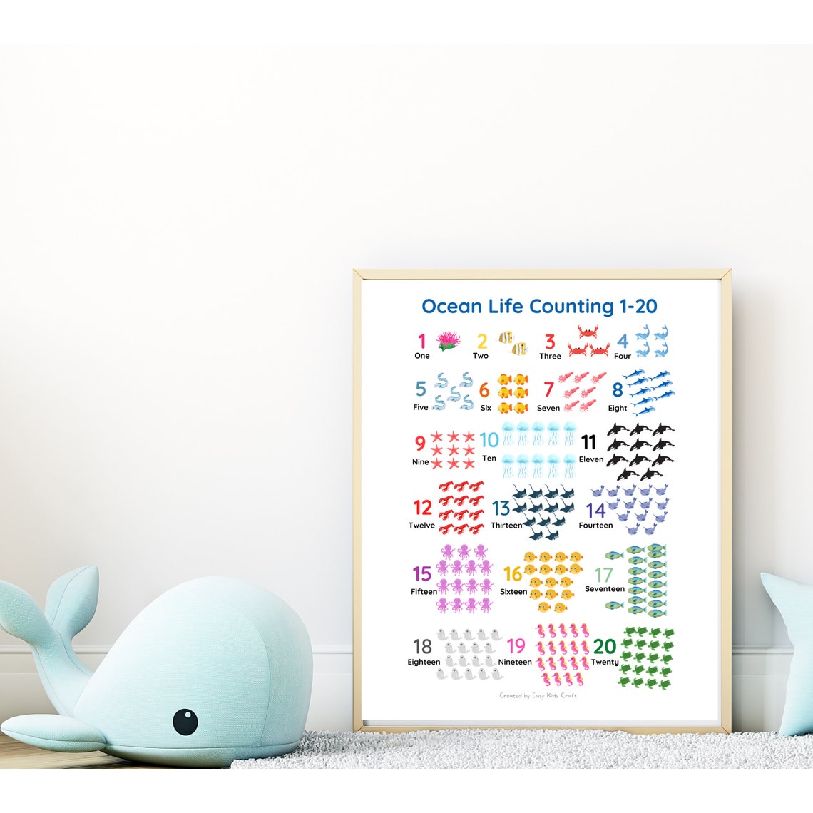 Ocean Life Number Counting Poster Educational Posters - Etsy