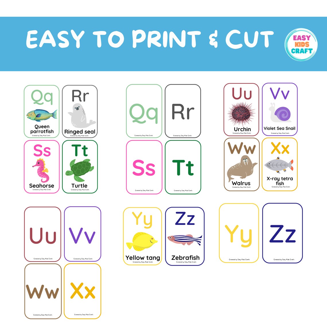 Alphabet Ocean Life Flash Cards for Toddlers Preschool - Etsy