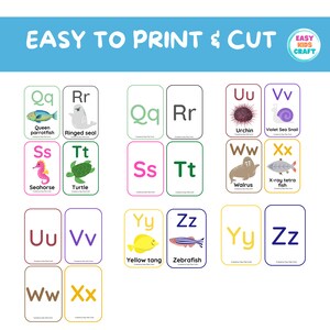 Alphabet Ocean Life Flash Cards for Toddlers, Preschool Learning Cards ...