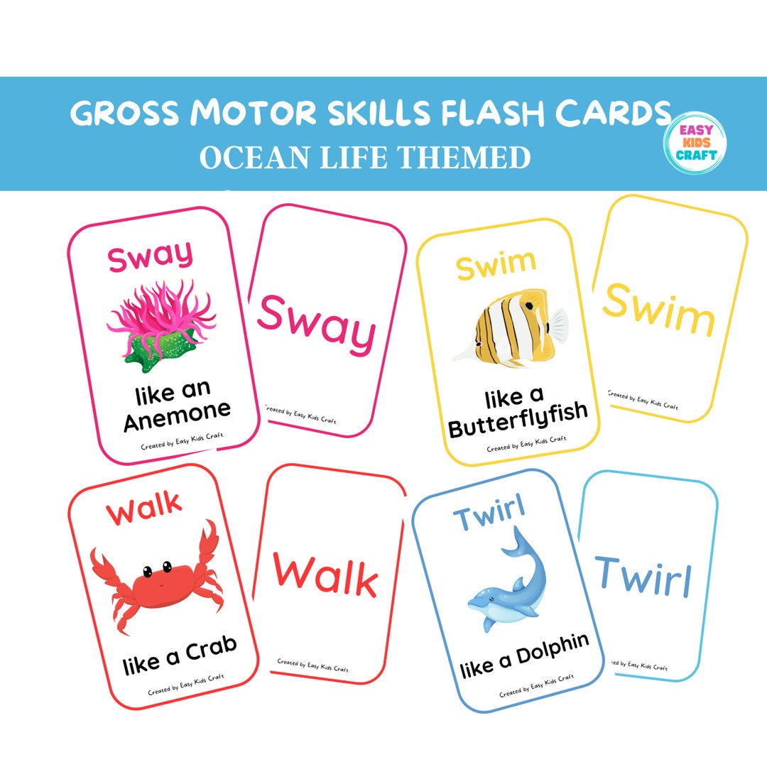 Gross Motor Skills Ocean Life Flash Cards for Preschool, Toddlers ...