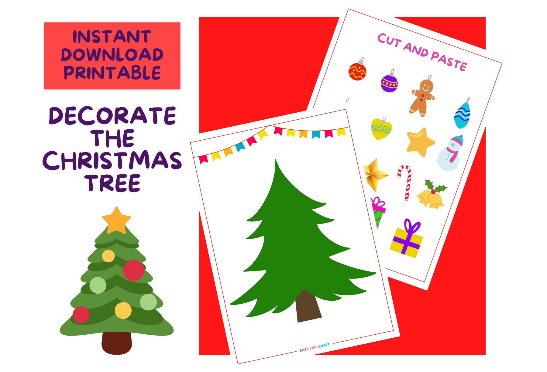 Printable Christmas Tree Activity, Decorate the Christmas Tree, Home ...