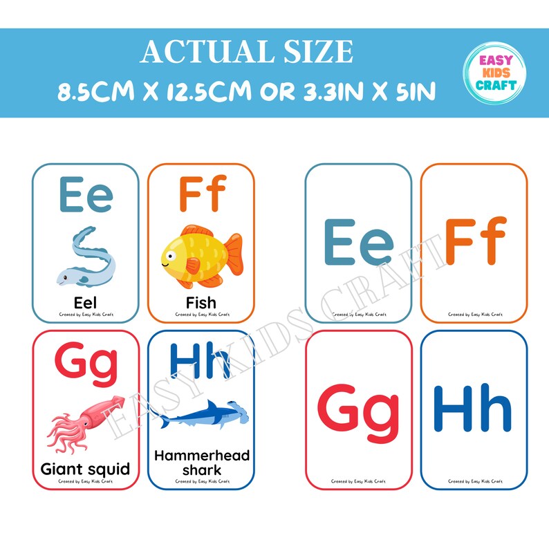 Alphabet Ocean Life Flash Cards for Toddlers, Preschool Learning Cards ...