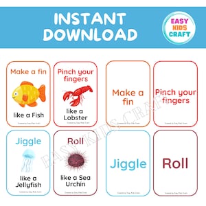 Gross Motor Skills Ocean Life Flash Cards for Preschool, Toddlers ...