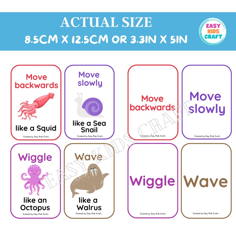 Gross Motor Skills Ocean Life Flash Cards for Preschool, Toddlers ...