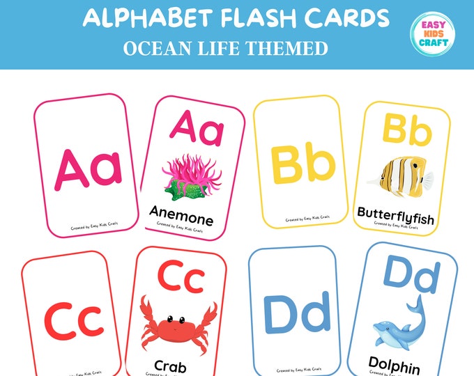 Ocean Flash Cards Animal Flash Cards for Toddlers Montessori Homeschool ...