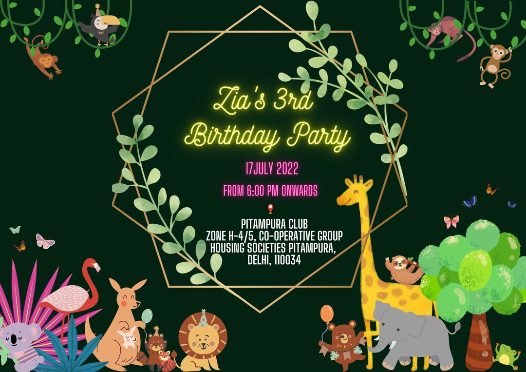 Jungle Theme Birthday Card - Etsy