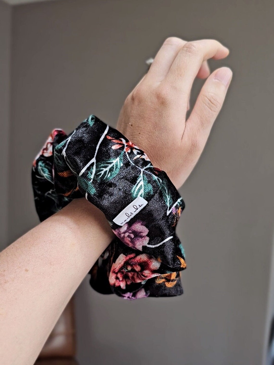 Flower Velvet Scrunchie Classic or Mega Size Velvet Scrunchie Floral ...