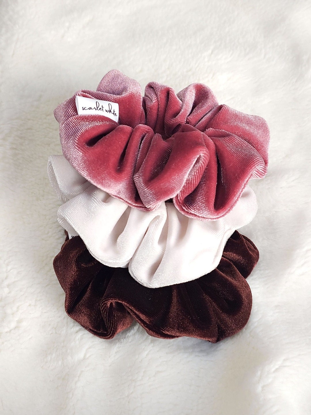Set of 3 - Neapolitan Velvet Scrunchie Set - Velvet Scrunchies - Free ...