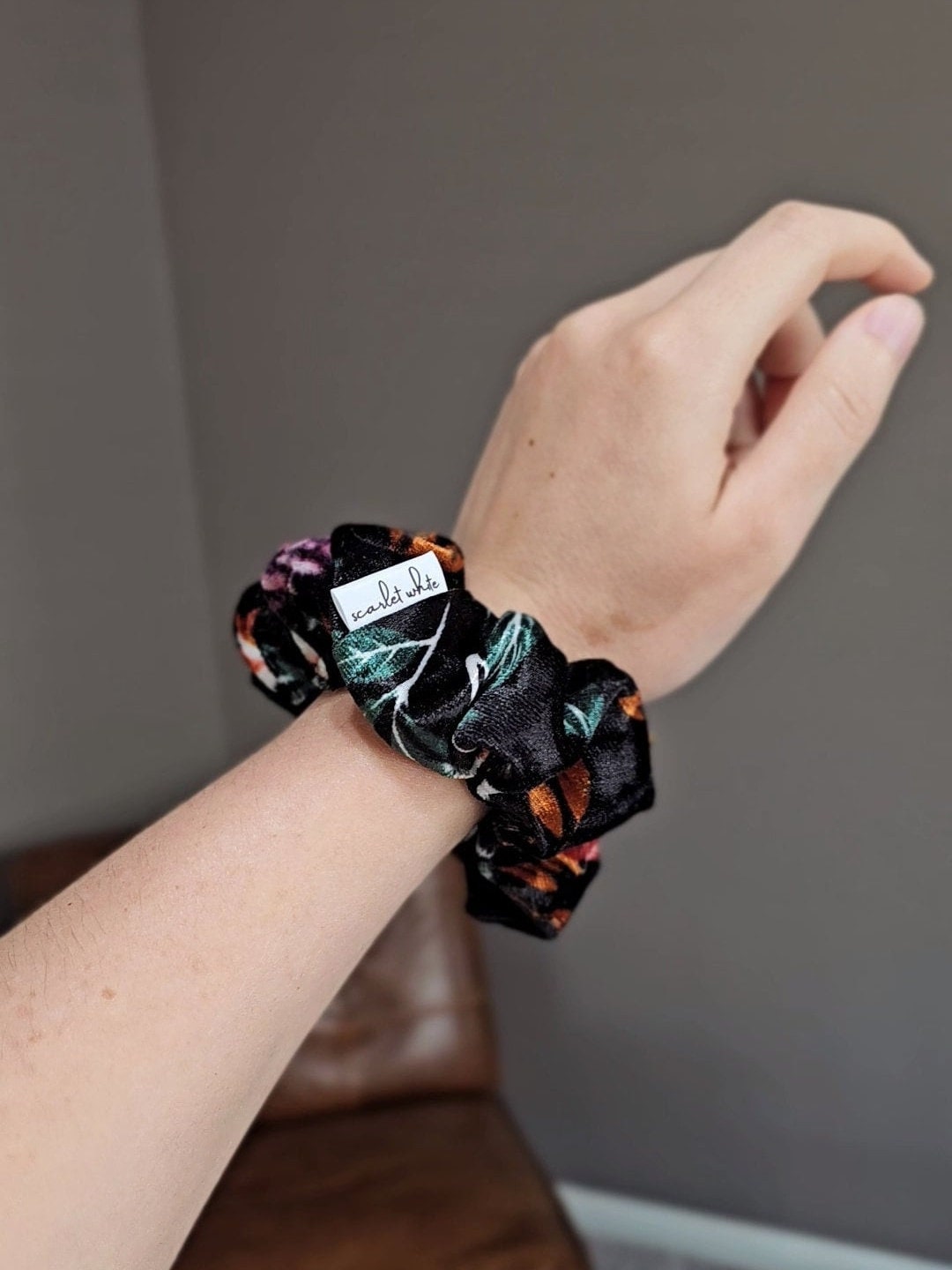 Flower Velvet Scrunchie Classic or Mega Size Velvet Scrunchie Floral ...