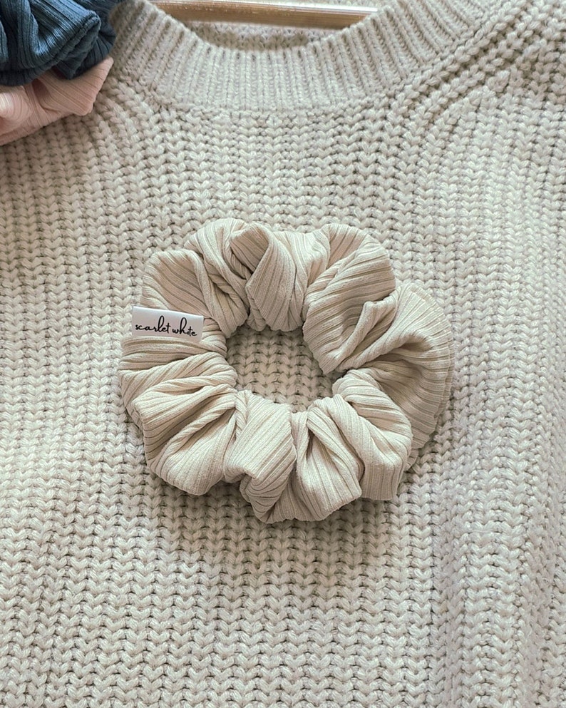 Set of 4 Ribbed Knit Scrunchie Set Knit Scrunchies Hair Accessories ...