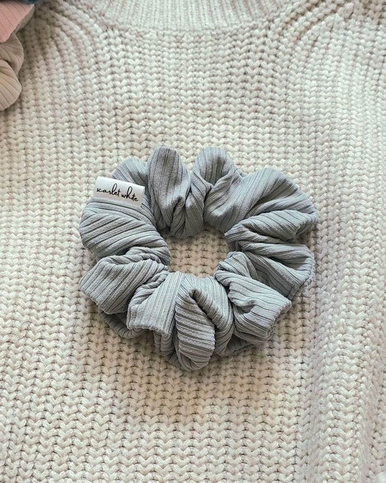 Set of 4 Ribbed Knit Scrunchie Set Knit Scrunchies Hair Accessories ...