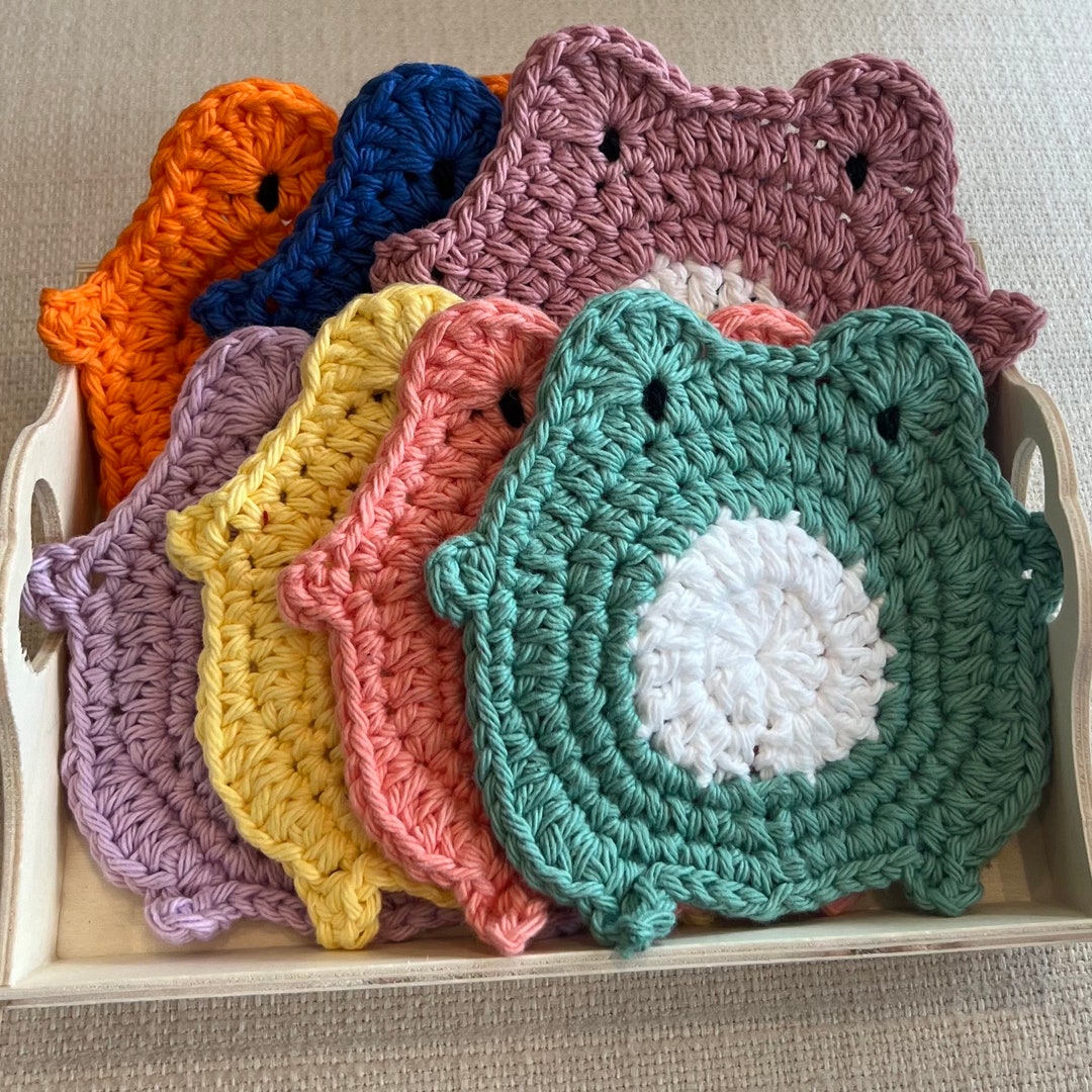 Frog Coasters Cute Coasters Room, Home Decor Crochet Handmade Gift Pink ...