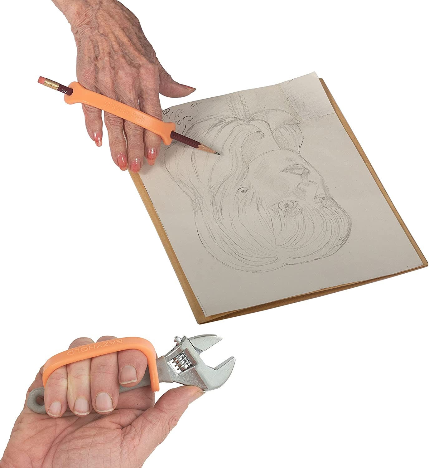 Eazyhold Orange Silicone Hand Grip Aid, Utensils Holder, Daily Living ...