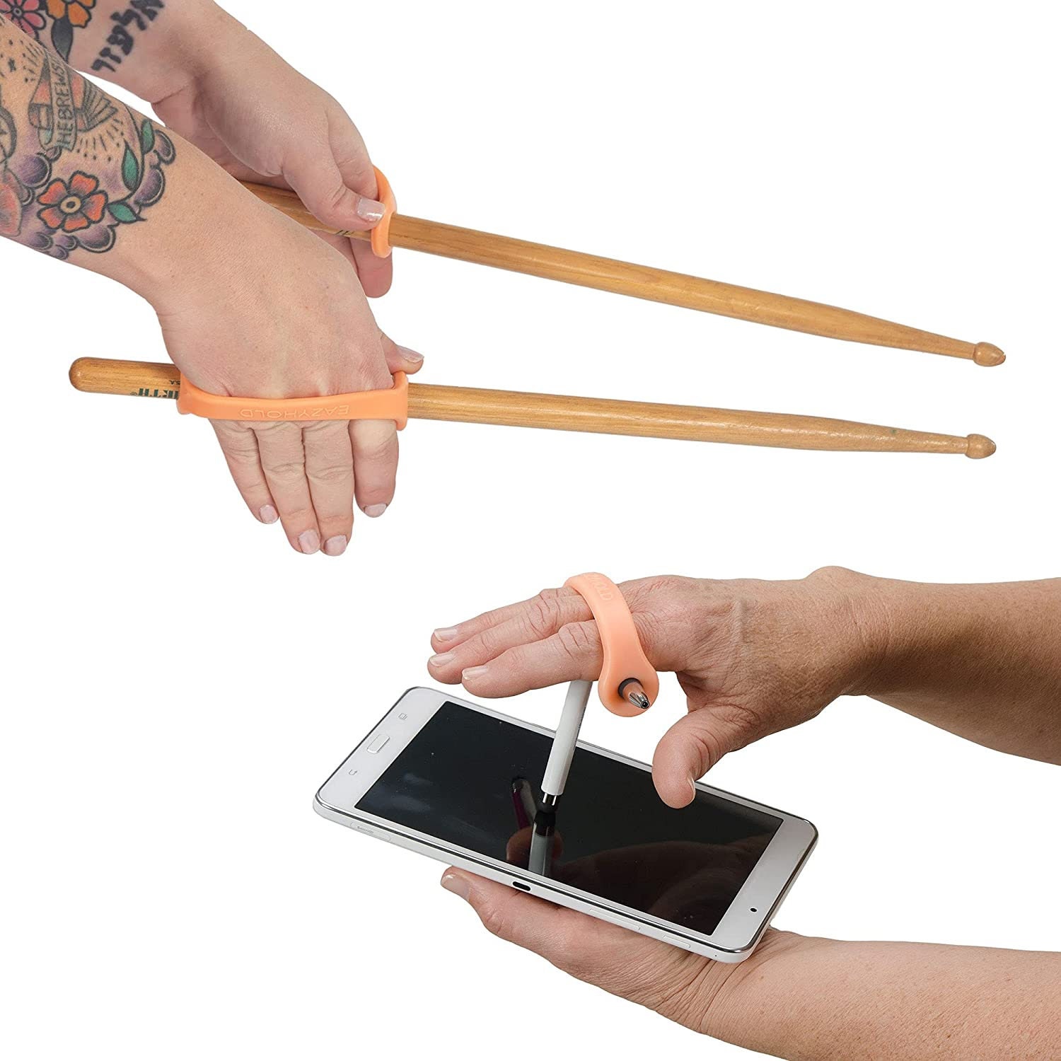 Eazyhold Orange Silicone Hand Grip Aid, Utensils Holder, Daily Living ...