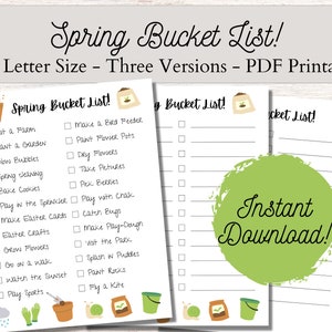 Spring Bucket List Printable, Spring Printable, Spring Break, Kids ...