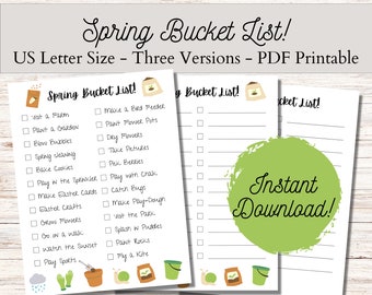Spring Bucket List Printable, Spring Printable, Spring Break, Kids ...