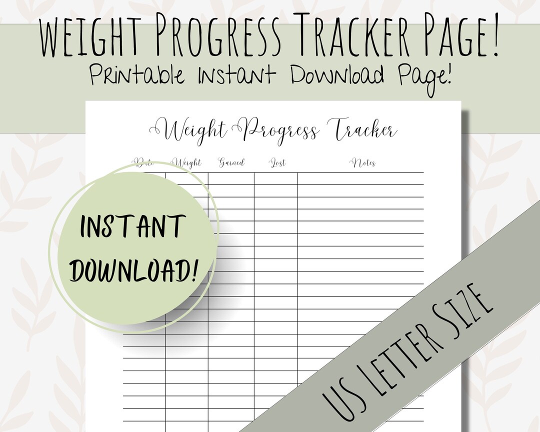 Digital Weight Goals Printable, Printable Weight Loss Planner, Bullet ...