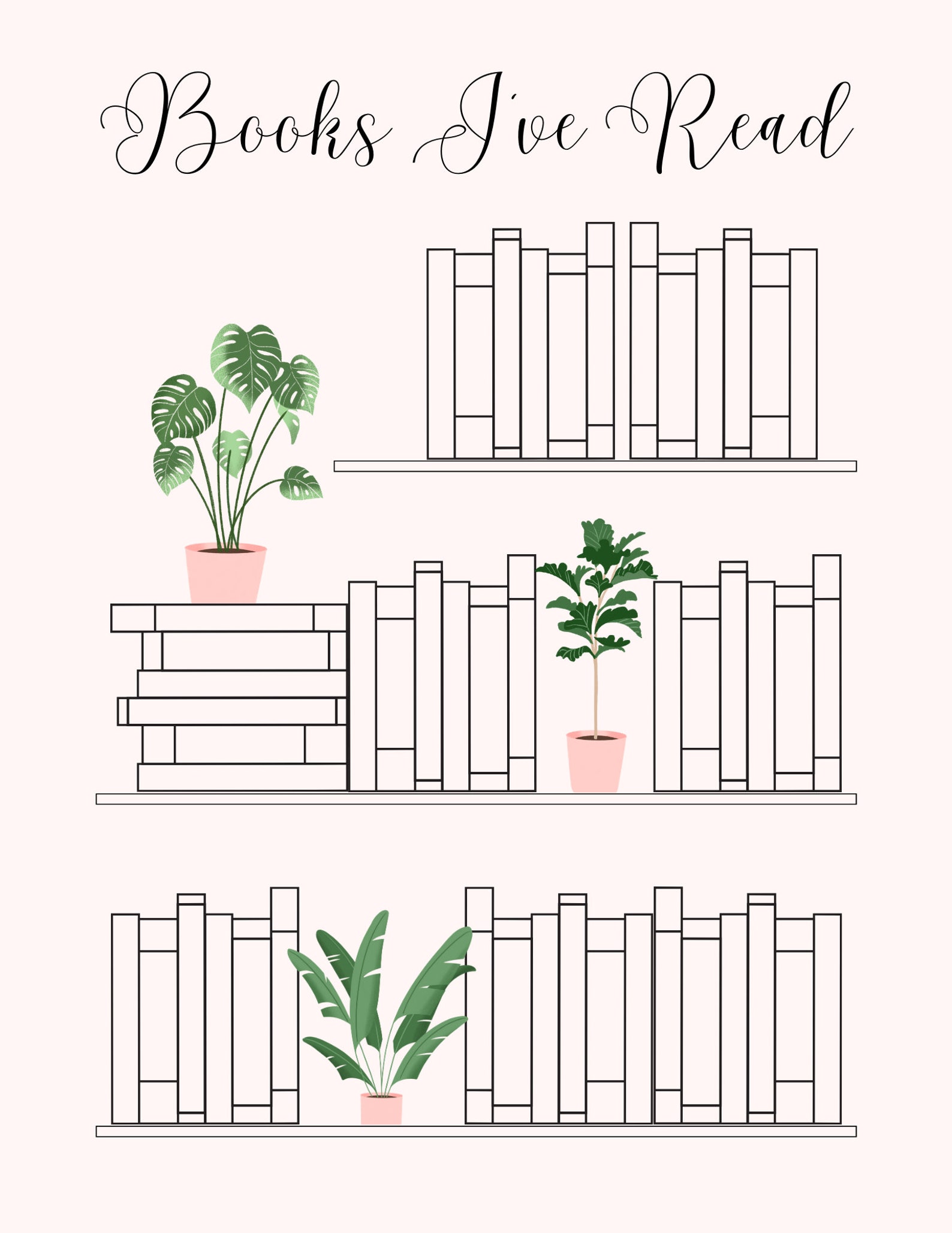 Plant Book Tracker Printable, Printable Digital Reading Log, Books I've ...